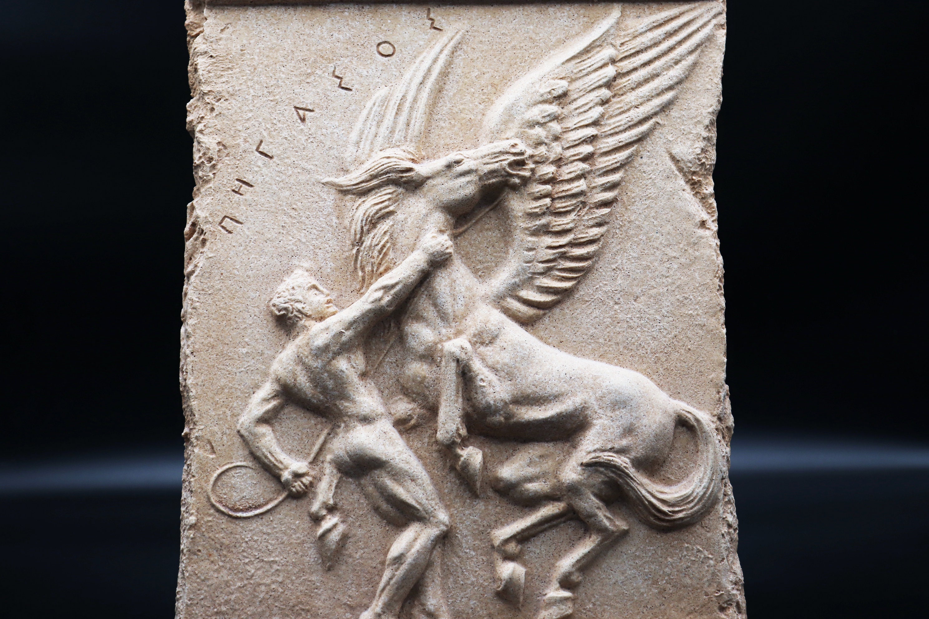 Archaic Pegasus Plaque, Porestone Mythology Flying Horse Handmade Wall ...
