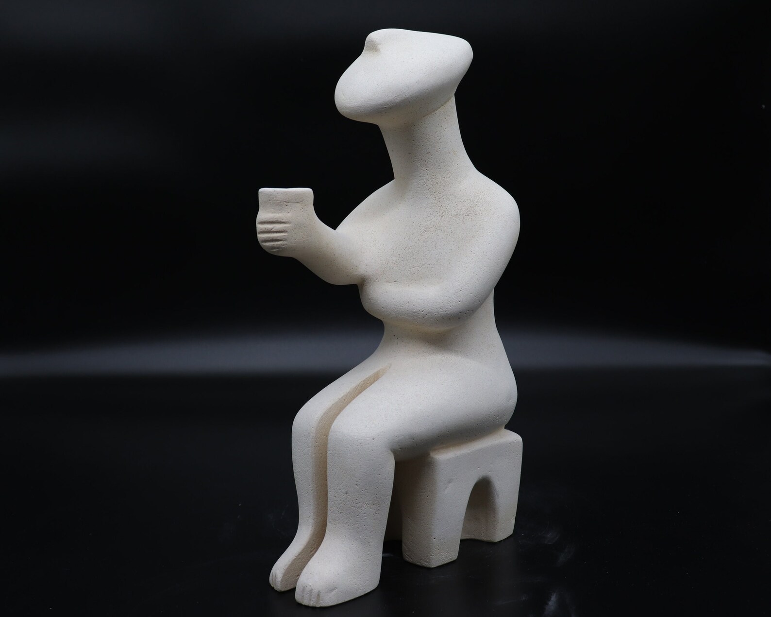 Cycladic Museum Figurine Replica, Large Seated Cup Bearer Statue ...