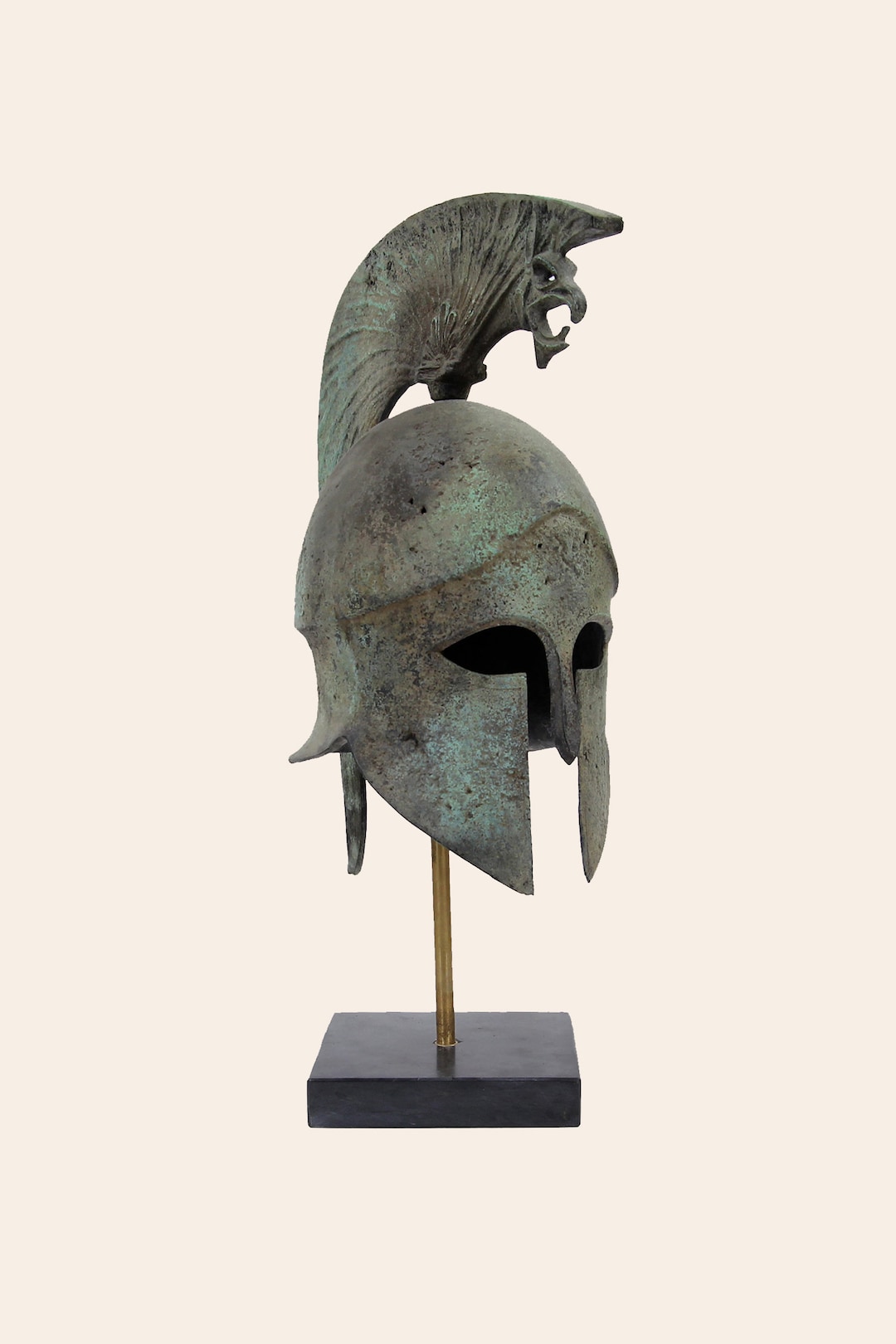 Spartan Helmet With Griffin Crest Solid Aged Bronze Ancient Greek ...