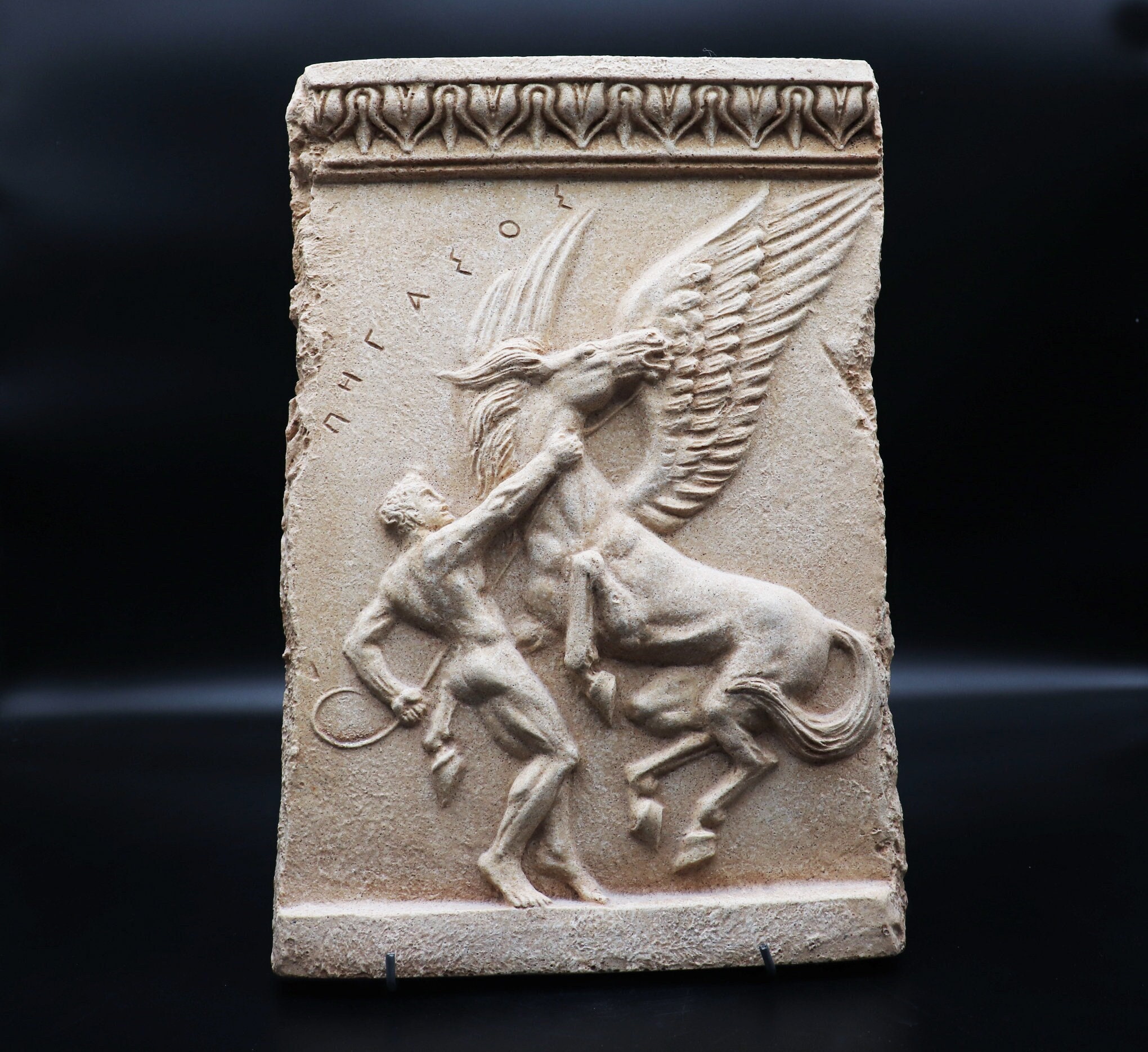 Archaic Pegasus Plaque, Porestone Mythology Flying Horse Handmade Wall ...