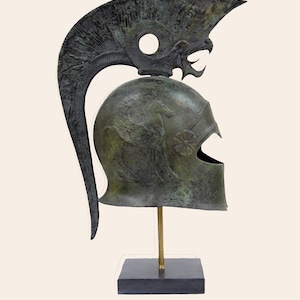 Cretan Helmet Pegasus Griffin Real Size Helmet Solid Bronze Ancient ...