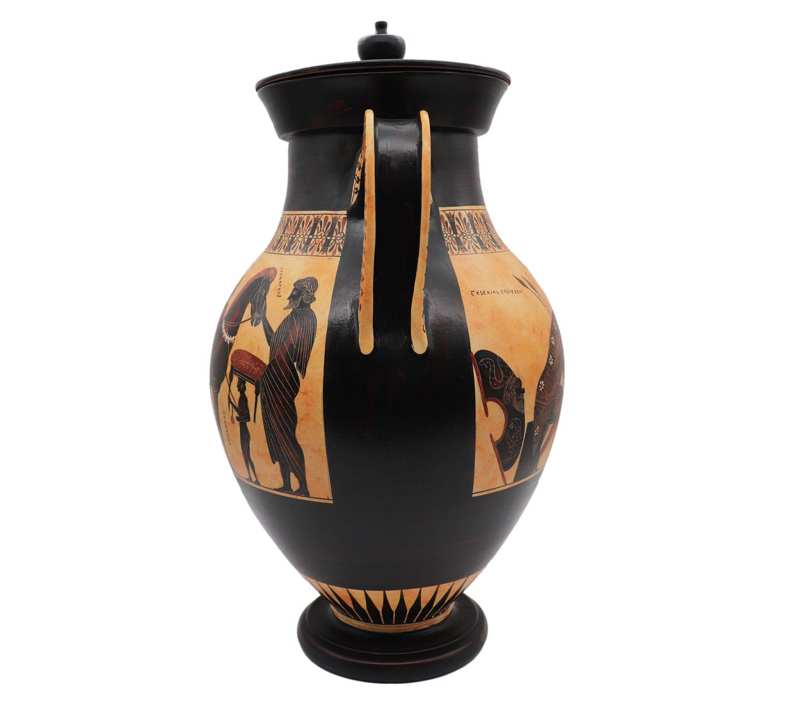 Greek Pottery Amphora of Exekias Black Figure Vase Achilles - Etsy