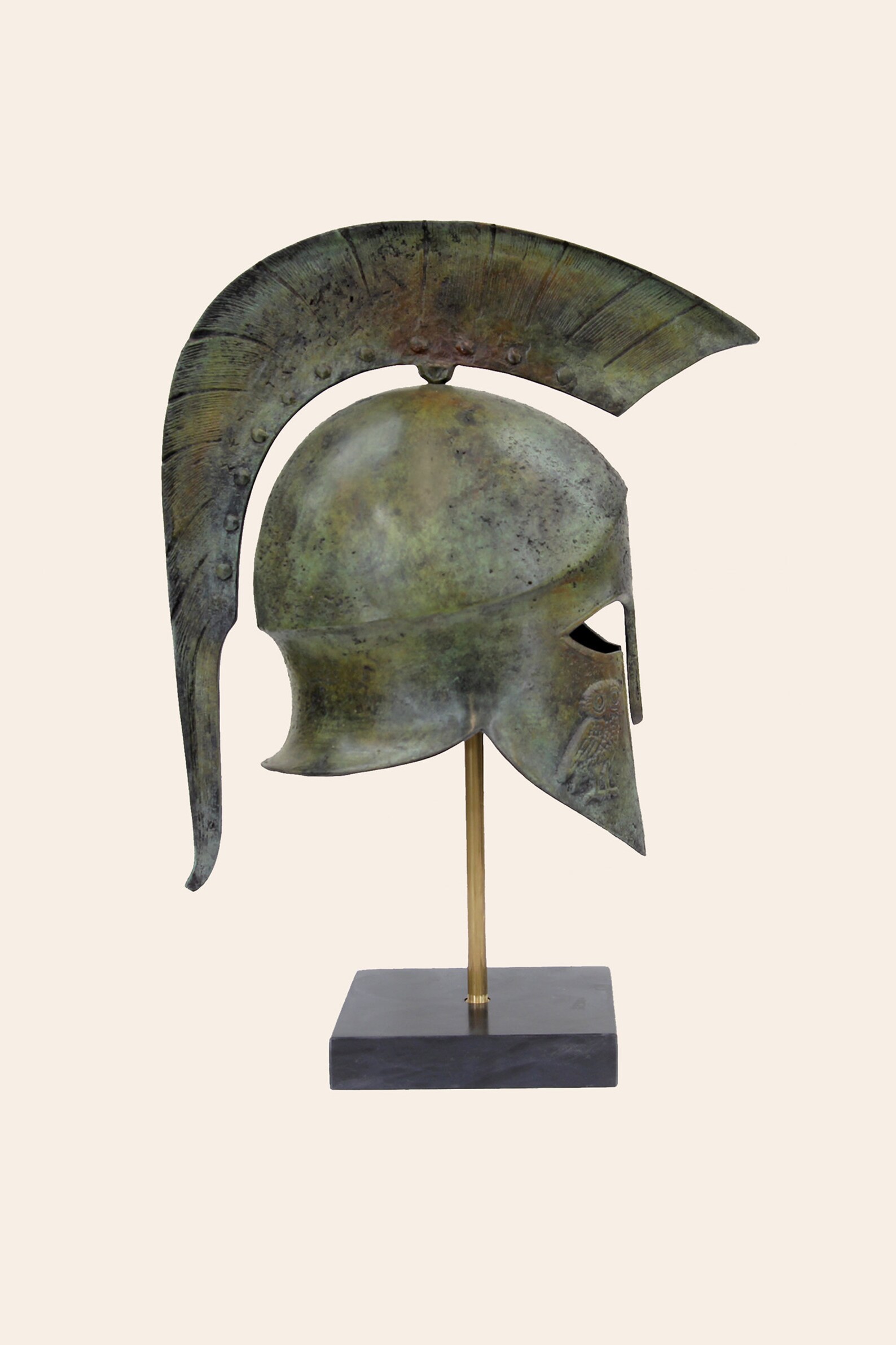 Athenian Real Size Helmet Solid Bronze Ancient Greek Art Owl Symbol of ...