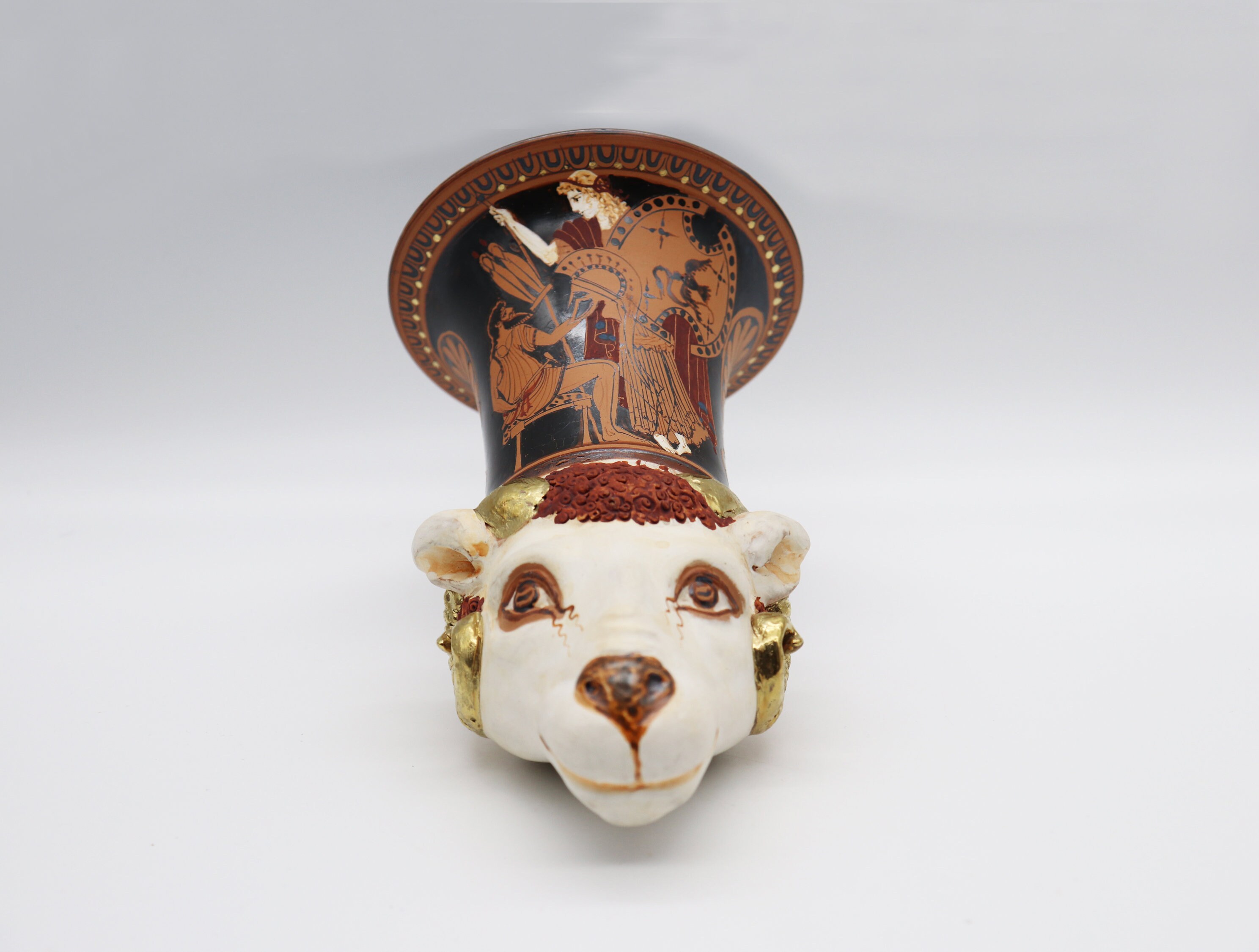 Rhyton Cup, Greek Pottery, Ram Head Replica, Red Figure Pottery, Rare ...