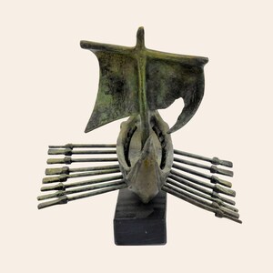 Penteconter Bronze Ship Statue Table Top Display, Trireme Ship ...