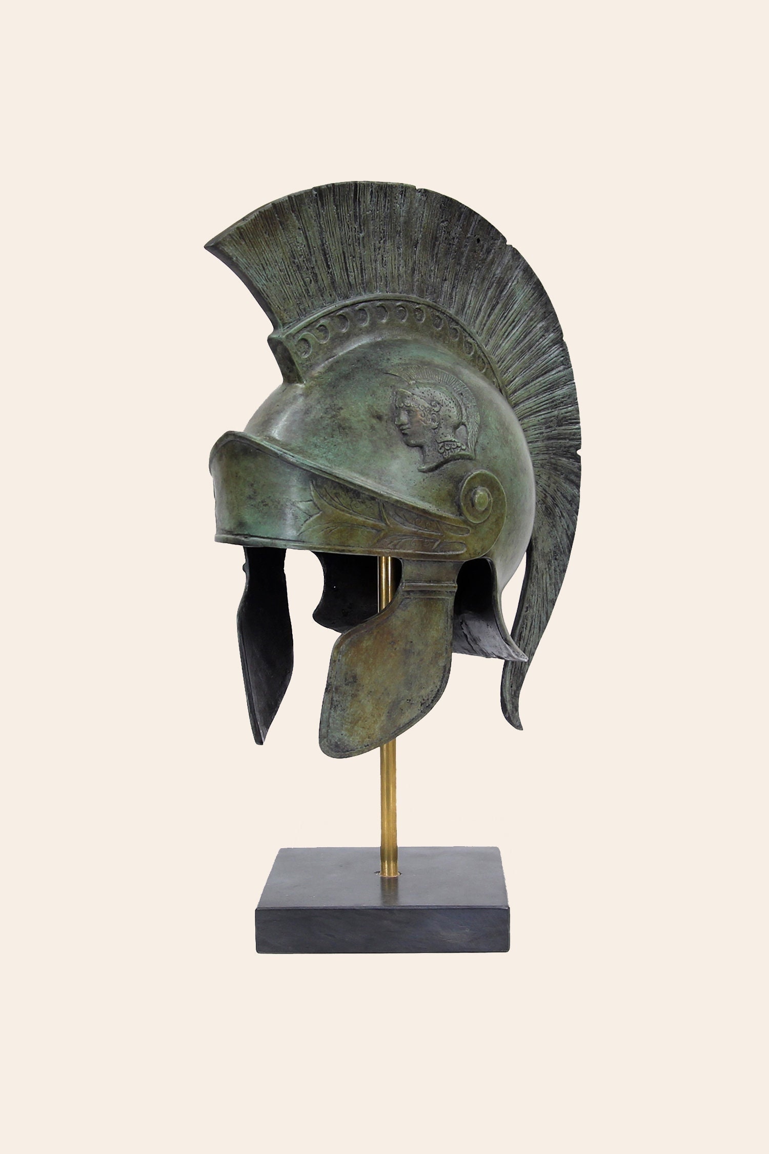 Athenian Roman Full Size Helmet Solid Aged Bronze Ancient - Etsy