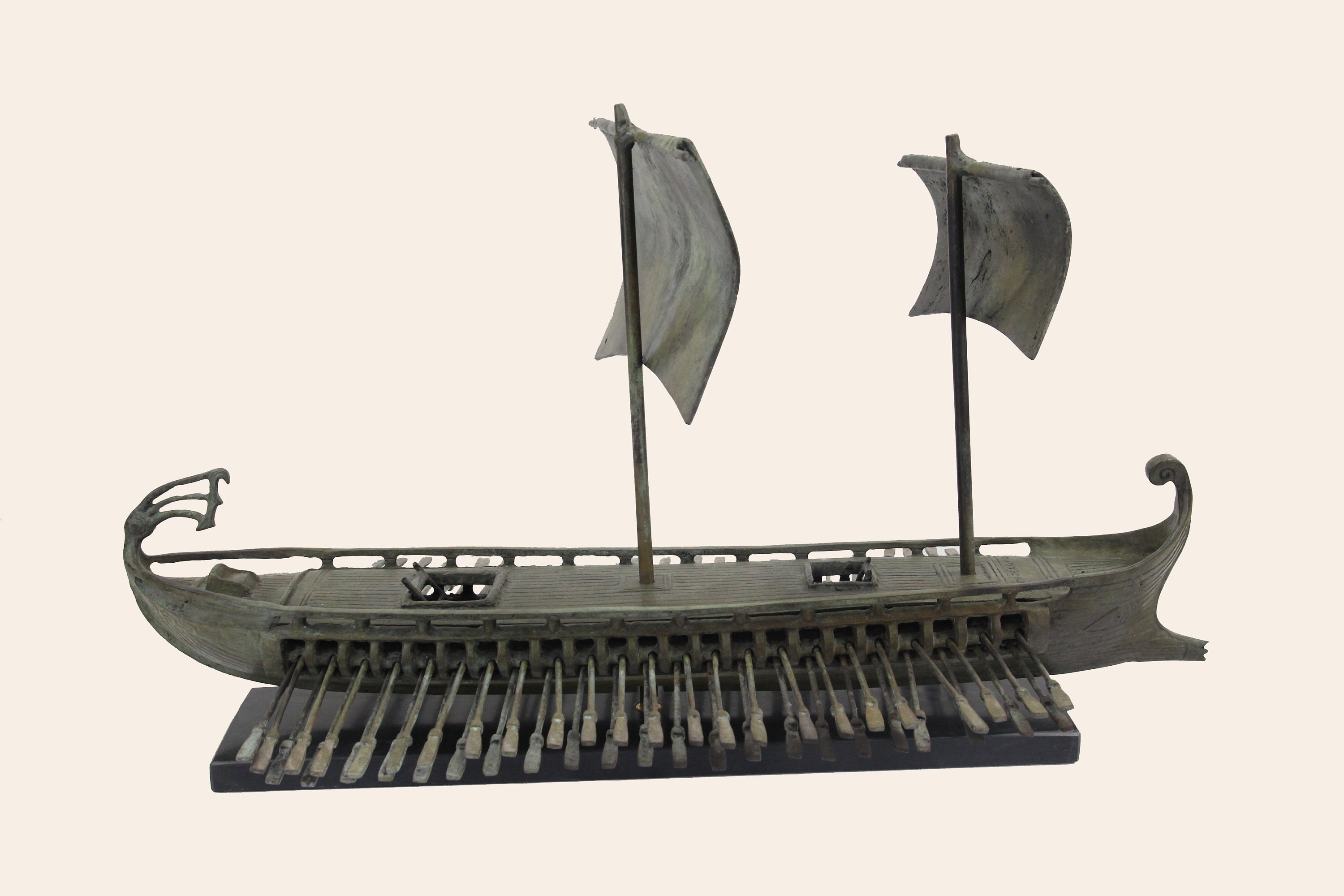 Ancient Greek Trireme Ship, Handmade Solid Bronze Vessel Statue, Marine ...