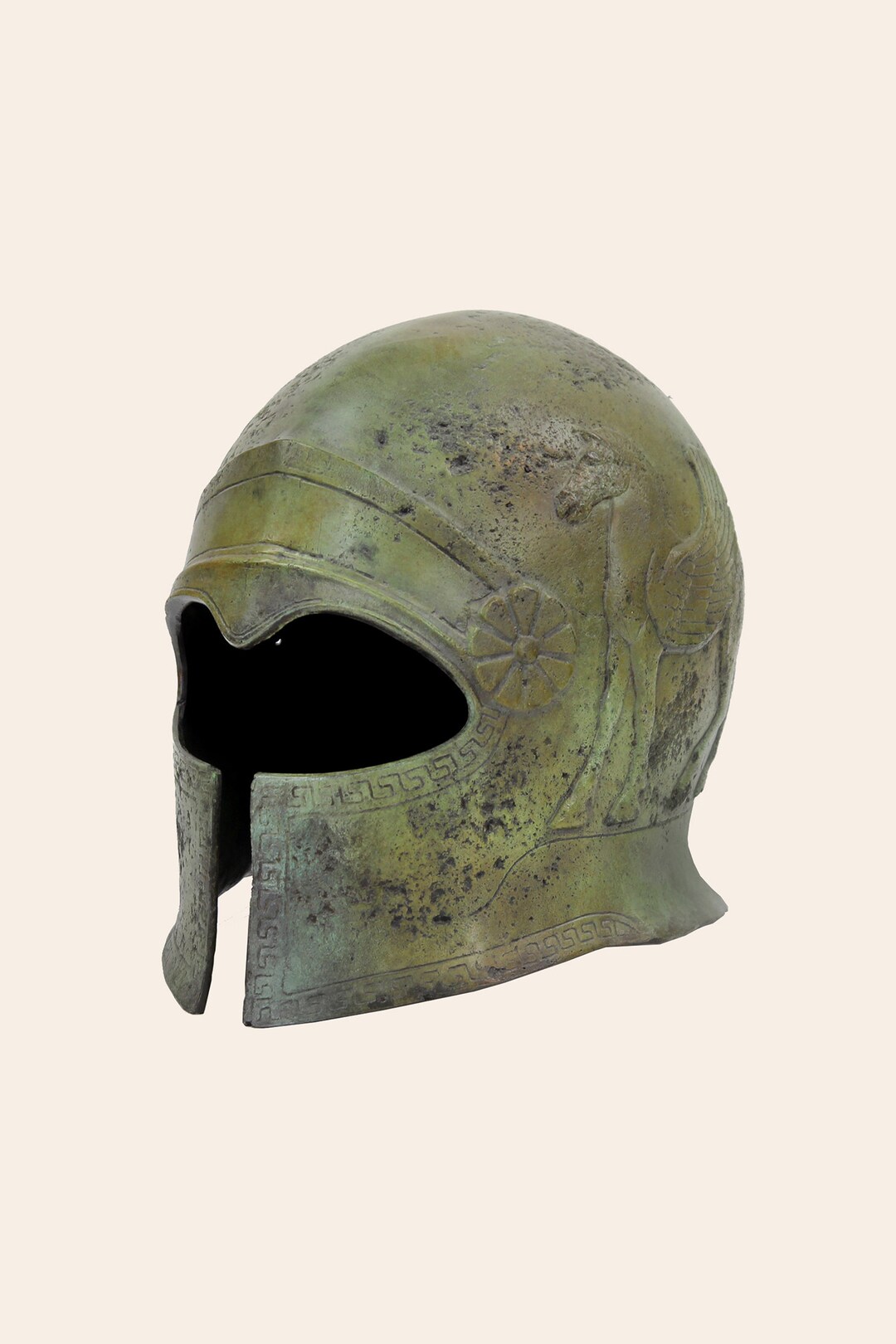 Crete Pegasus Helmet, Greek Bronze Warrior Helmet Engraved Decoration ...