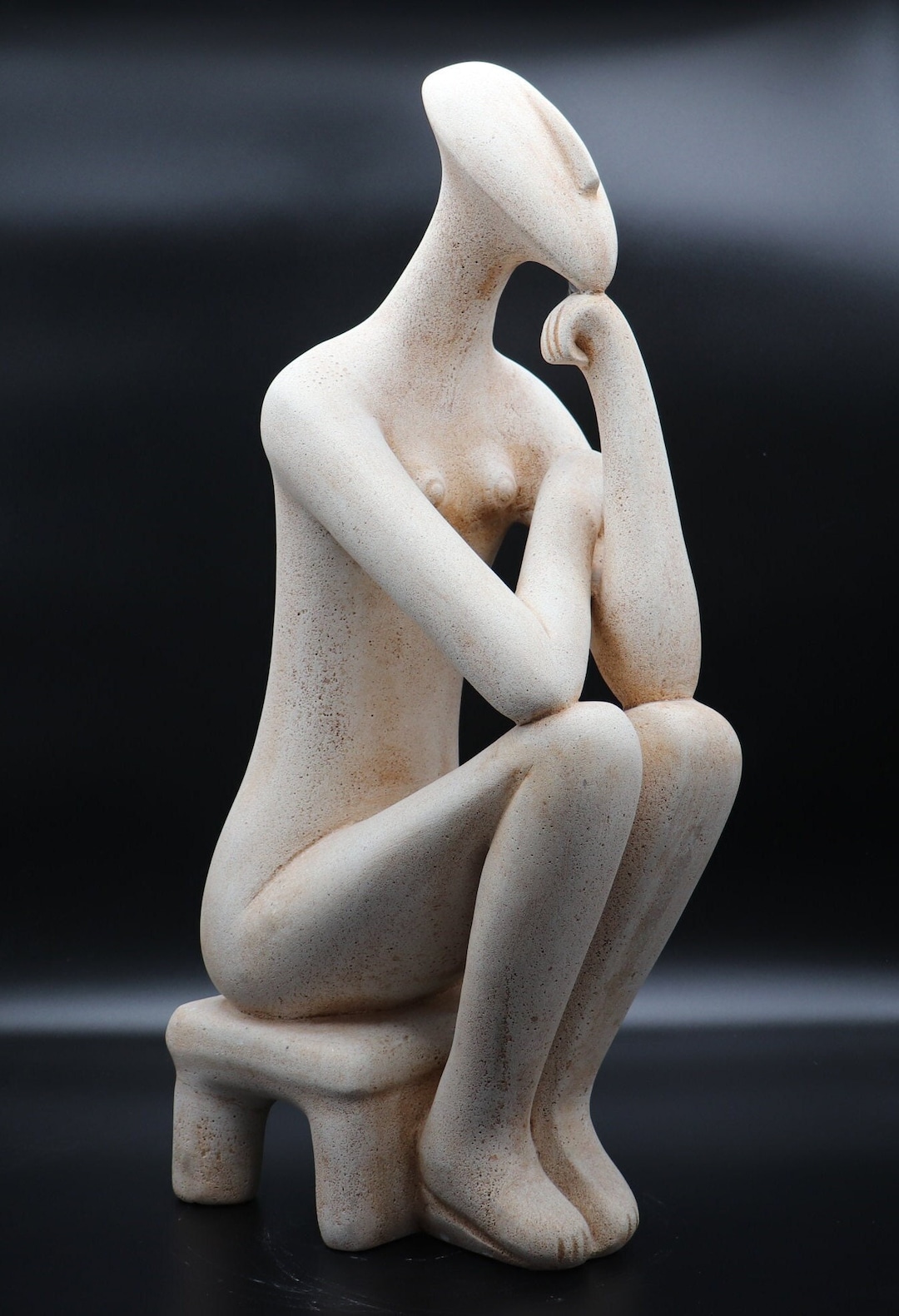 Greek Statue Art, Female Thinking Figurine Cycladic Art Inspired, Large Curvy Detailed Art ...