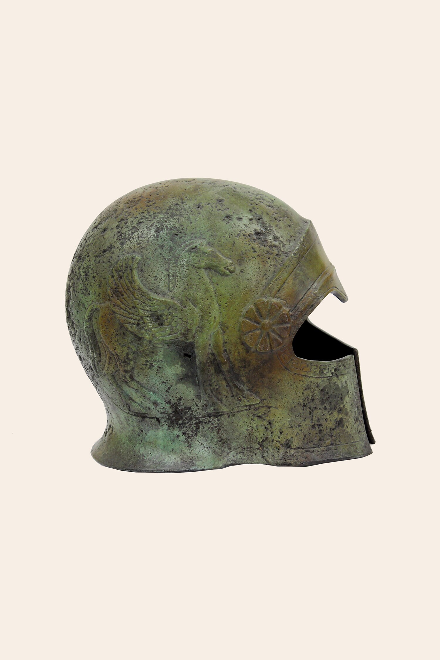 Crete Pegasus Helmet, Greek Bronze Warrior Helmet Engraved Decoration ...