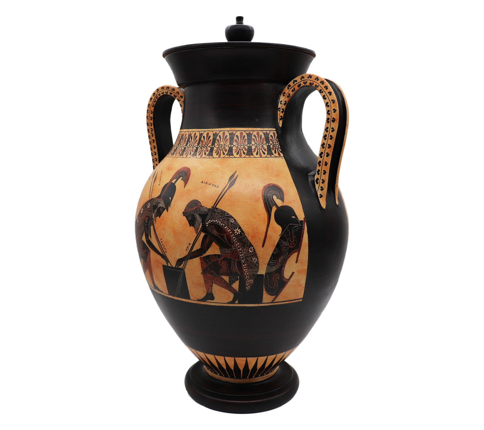 Greek Pottery, Amphora of Exekias, Black Figure Vase, Achilles and Ajax ...