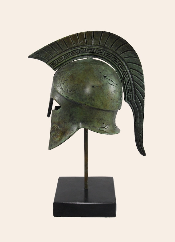 Spartan Warrior Bronze Helmet Greek Key Crest Helmet Museum | Etsy