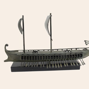 Trireme Bronze Ship Statue Table Top Display, Penteconter Ship ...