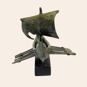 Penteconter Bronze Ship Statue Table Top Display, Trireme Ship ...