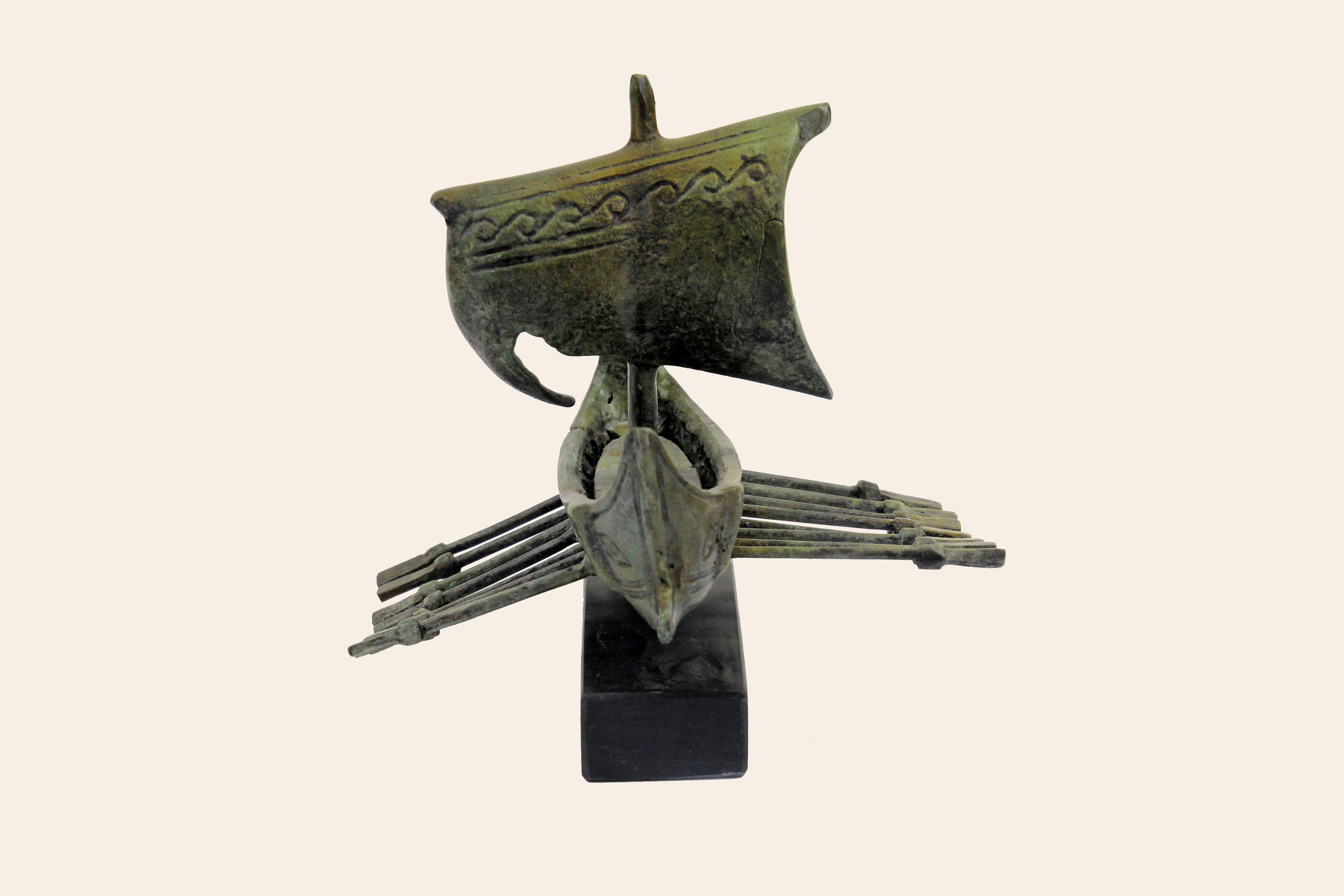 Penteconter Bronze Ship Statue Table Top Display, Trireme Ship ...