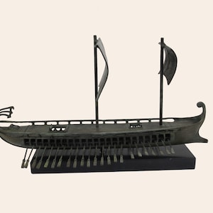 Trireme Bronze Ship Statue Table Top Display, Penteconter Ship ...