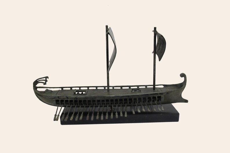 Trireme Bronze Ship Statue Table Top Display Penteconter Ship - Etsy