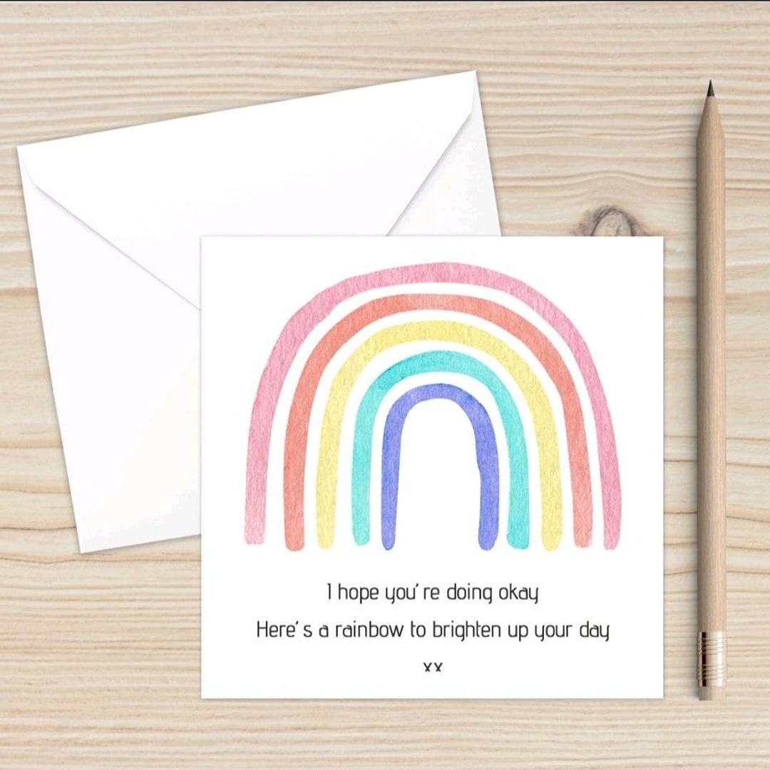 Rainbow Hug Card Self Isolation Card Quarintine Card Social Distancing ...