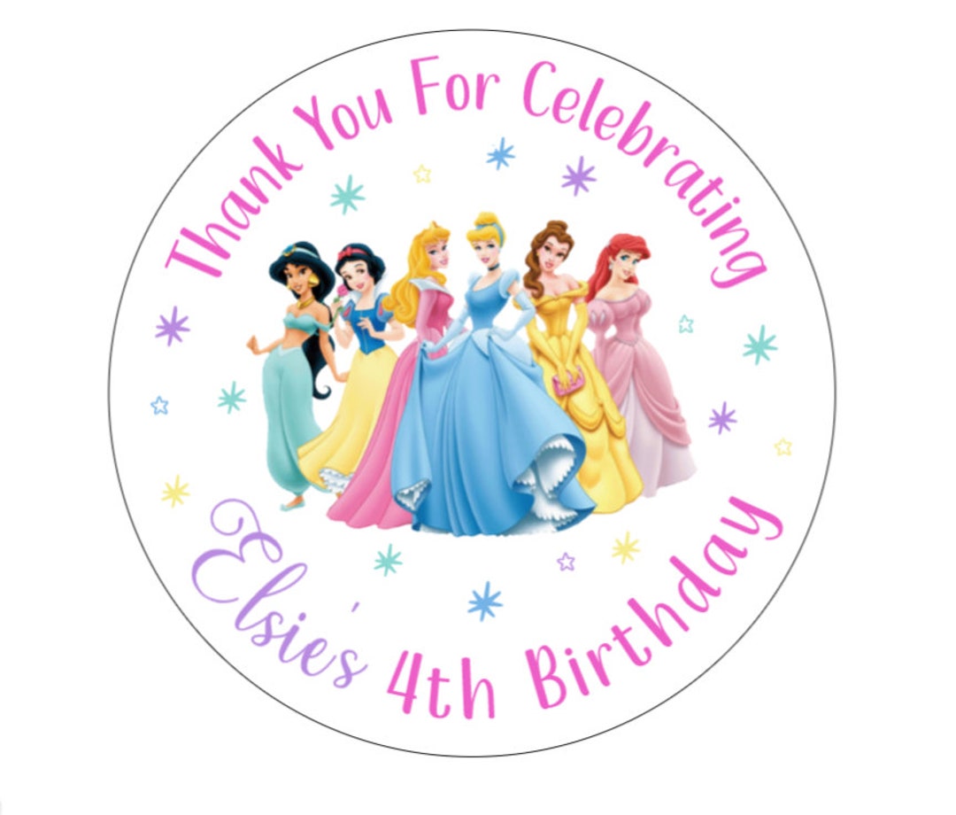 Personalised Princess Birthday Stickers, Sweet Cone Labels, Party Bag ...