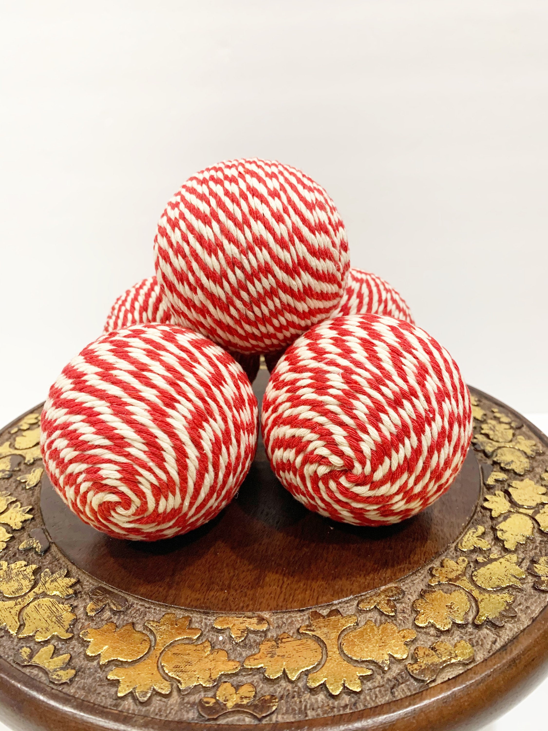 Candy Cane Stripe Decorative Rope Ornament Balls Christmas | Etsy