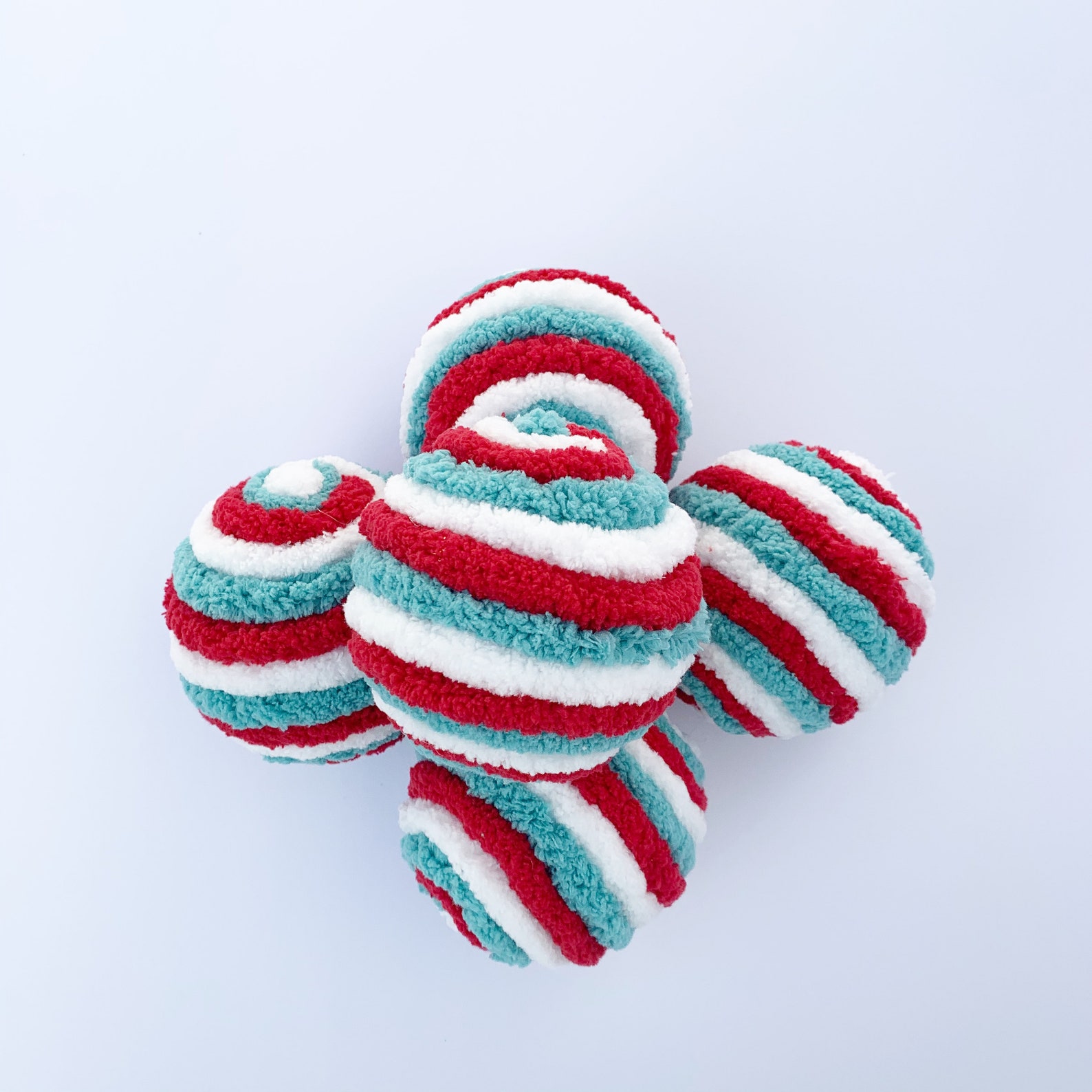Candy Cane Stripe Swirly Balls Decorative Yarn Ornament - Etsy