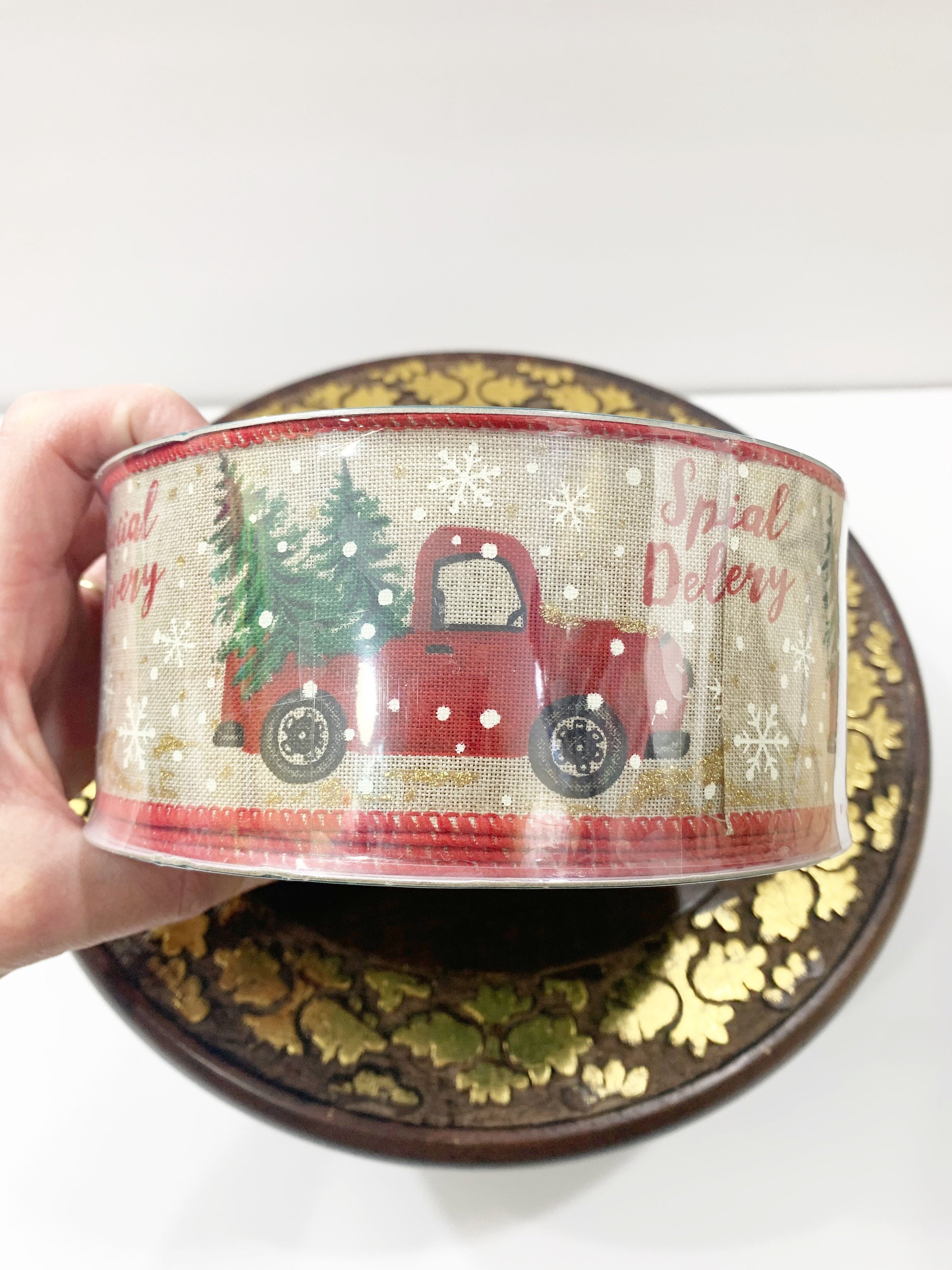 Red Truck Ribbon Special Delivery WIRED 50 Yard Roll 2.5 | Etsy