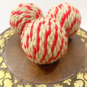 Twist Natural and Red Nautical Decorative Rope Ornament Balls, Wreath ...
