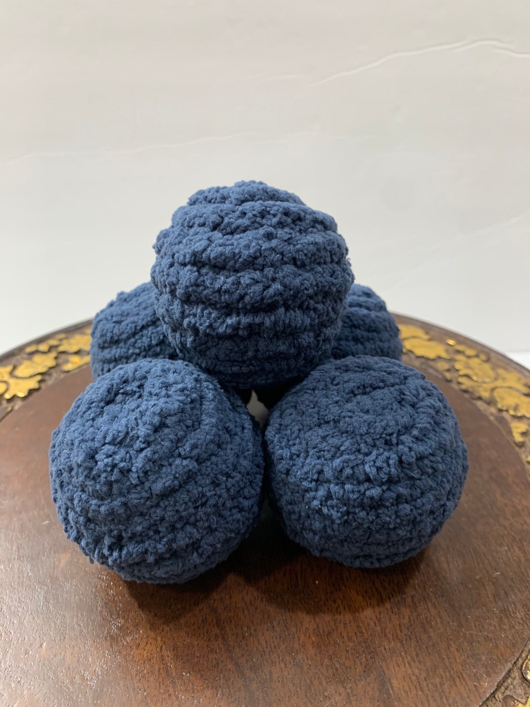 Navy Mini Chunky Yarn Ornament Balls: Tiered Tray Decor, Set of 5 - Etsy