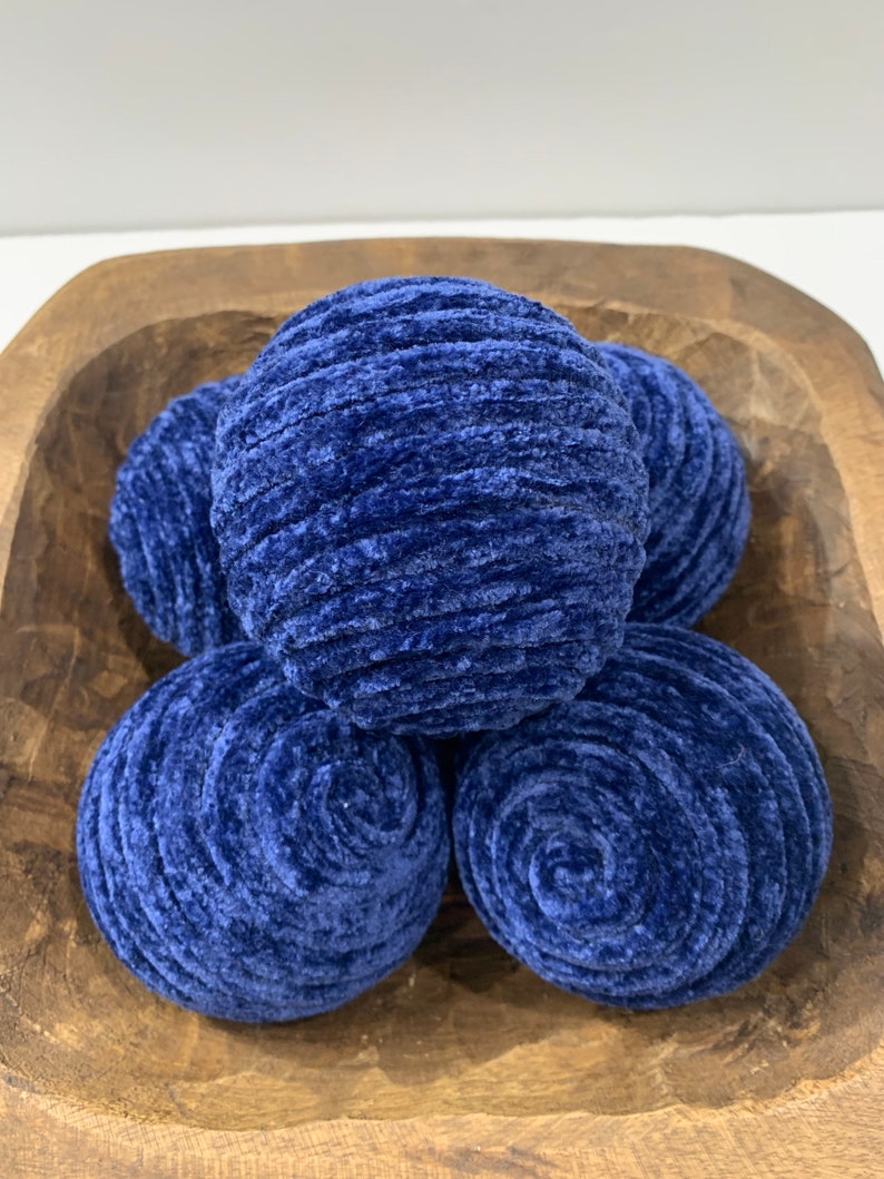 Navy Blue Velvet Balls Decorative Yarn Ornament Wreath | Etsy