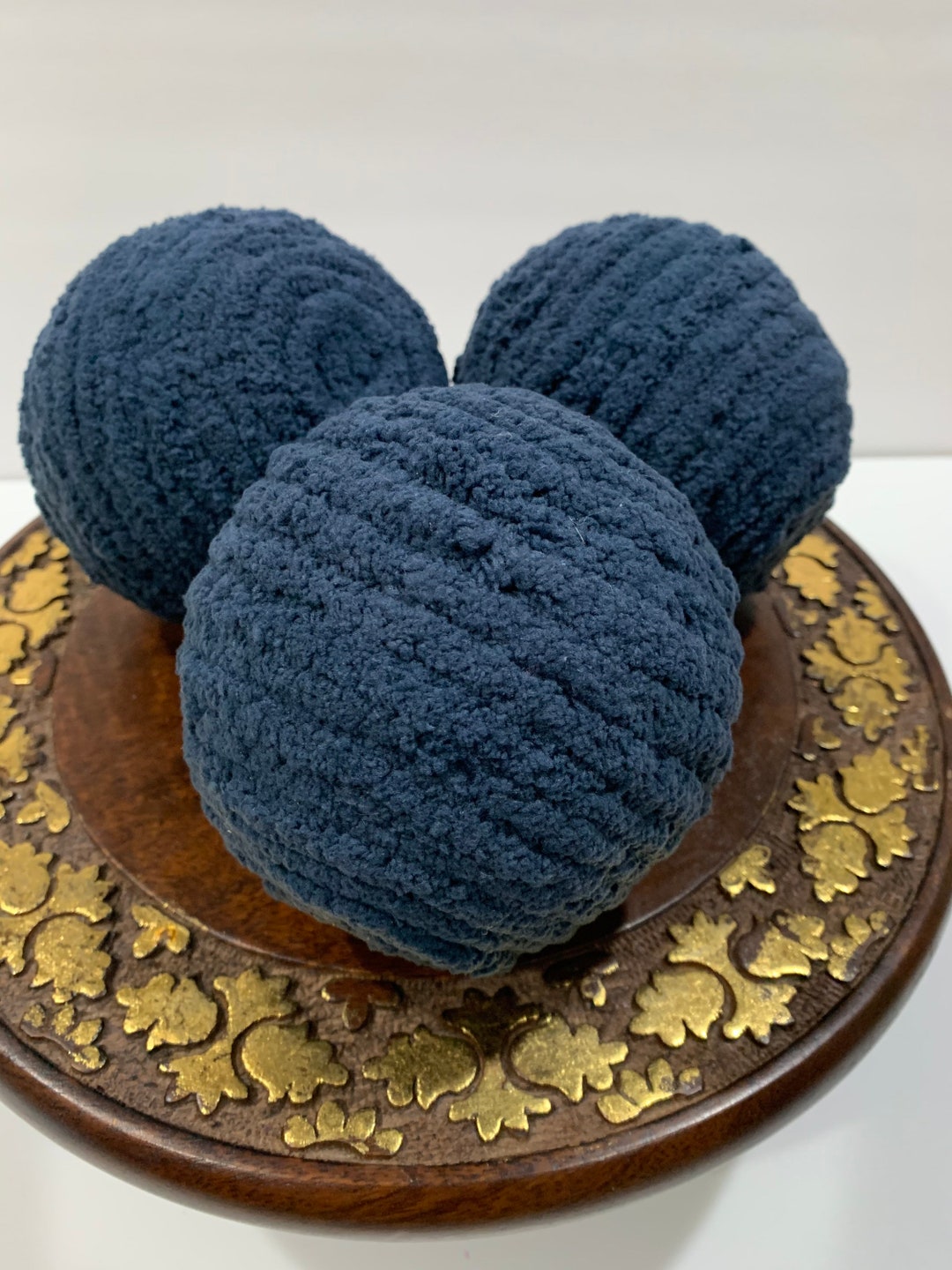 Navy Blue Decorative 4.5 Inch Ornament Yarn Balls, Wreath Attachments ...
