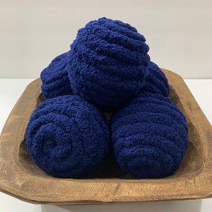 Navy Blue Decorative Yarn Ornament Balls, Wreath Attachments, Nautical ...