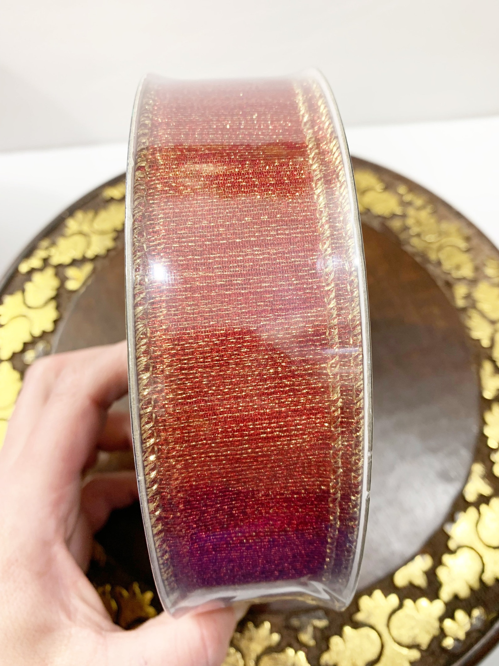 Red and Gold Sheer Ribbon WIRED 50 Yard Roll 1.5 Inch - Etsy