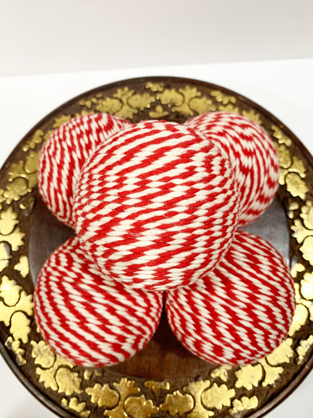 Candy Cane Stripe Decorative Rope Ornament Balls, Christmas Decorations ...