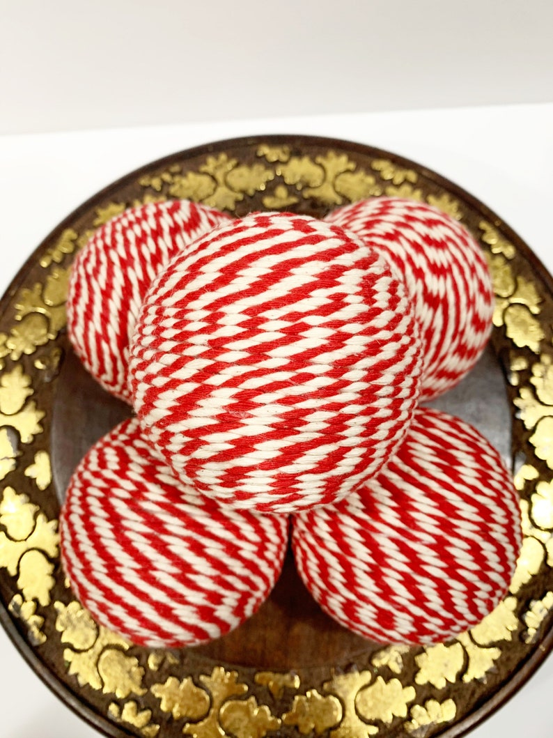 Candy Cane Stripe Decorative Rope Ornament Balls Christmas - Etsy