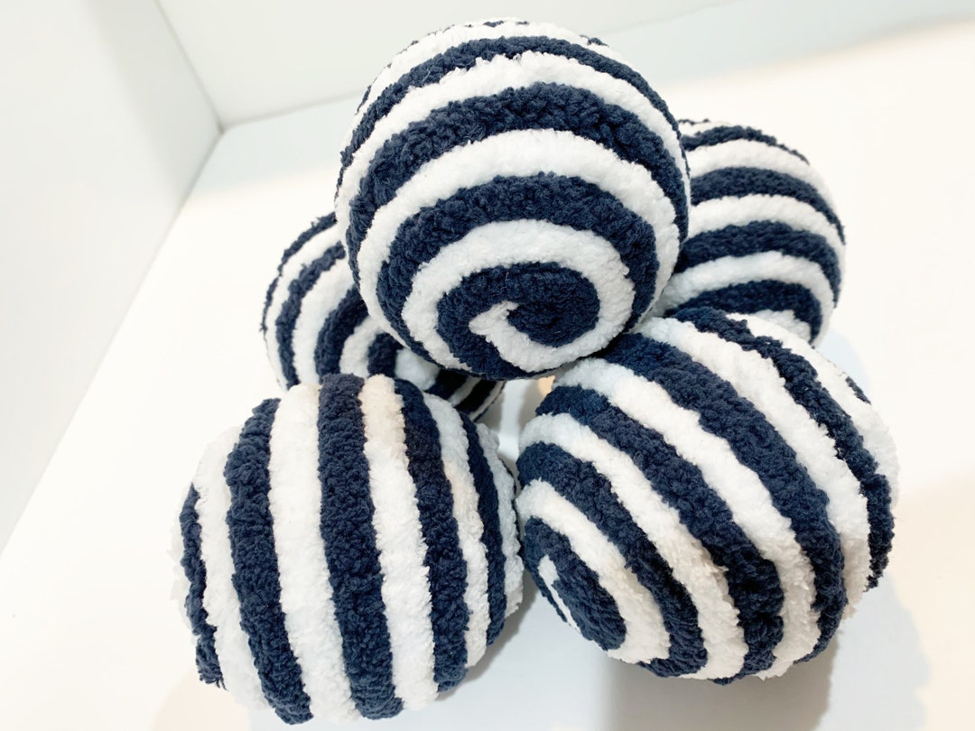 Navy Blue and White Yarn Ornament Balls: Nautical Tiered Tray Decor ...
