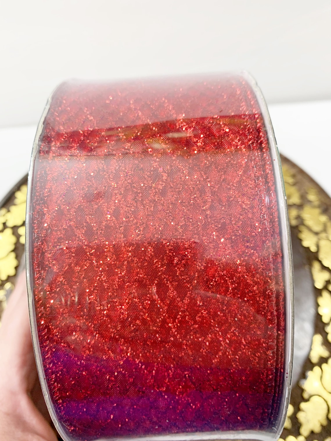 Red Glittered Sheer Net Ribbon WIRED50 Yard Roll 2.5 Inch - Etsy