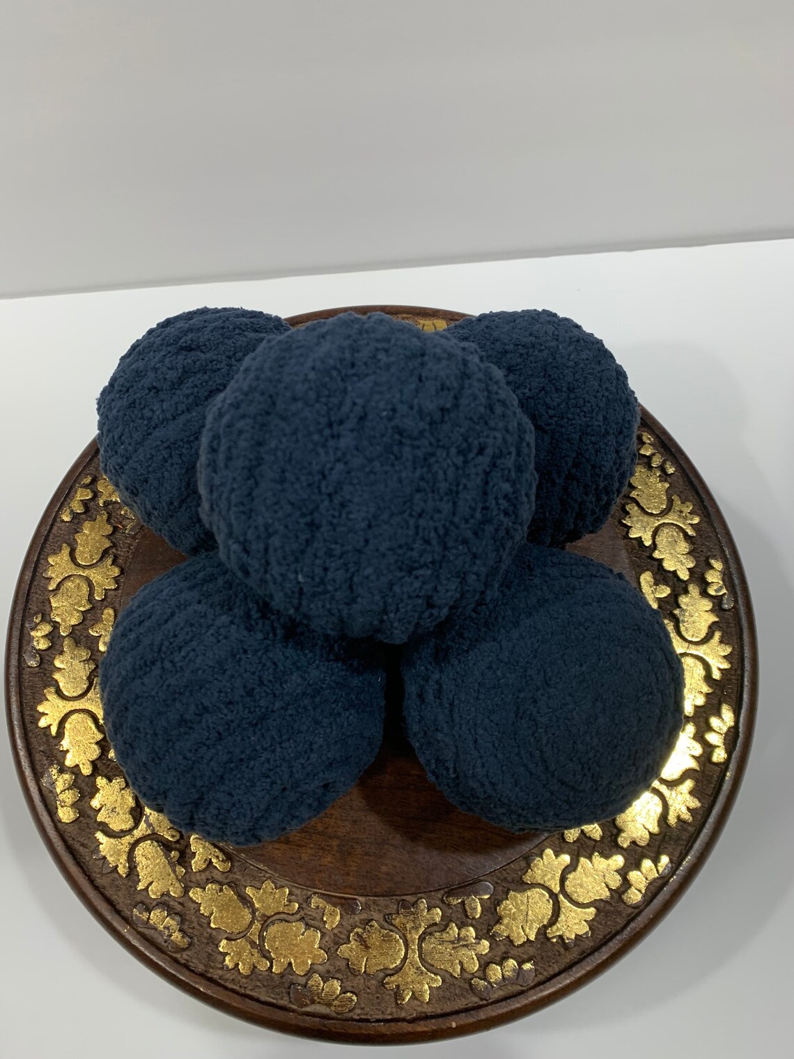 Navy Blue Decorative Yarn Ornament Balls Wreath Attachments - Etsy