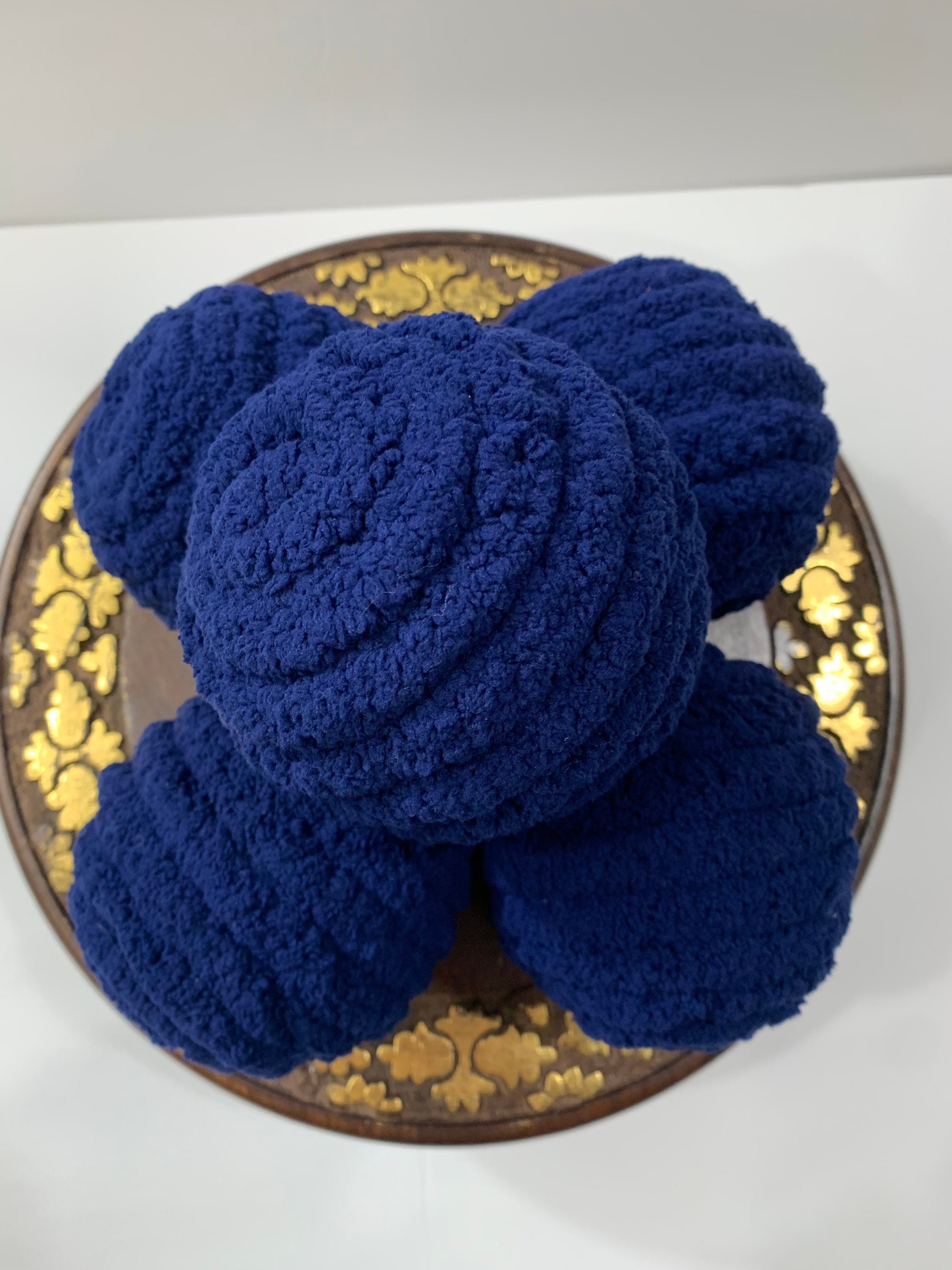 Navy Blue Decorative Yarn Ornament Balls Wreath Attachments - Etsy