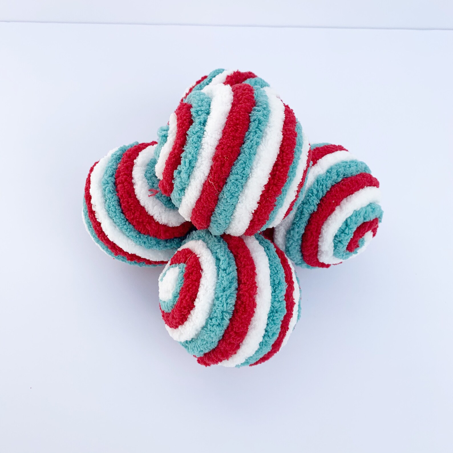 Candy Cane Stripe Swirly Balls Decorative Yarn Ornament - Etsy