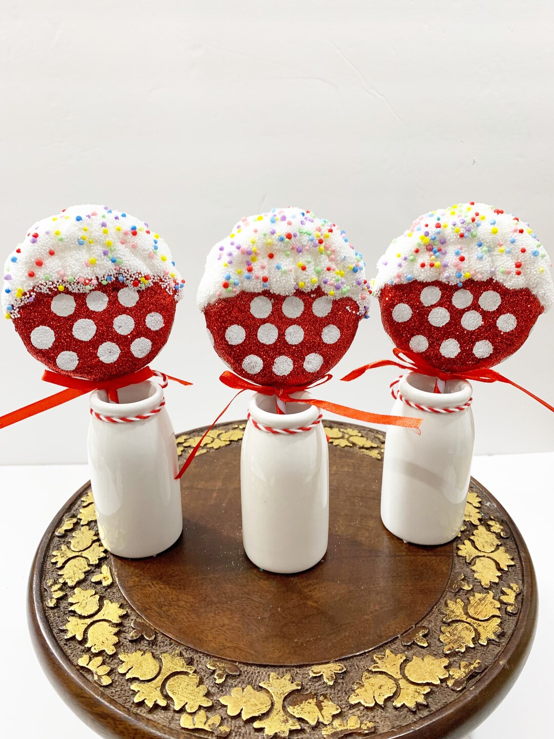 Foam Lollipop Set: Red Polka Dot Candy Decor - Etsy