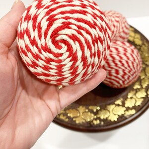 Candy Cane Stripe Decorative Rope Ornament Balls, Christmas Decorations ...