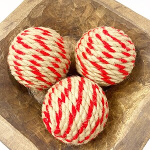 Twist Natural and Red Nautical Decorative Rope Ornament Balls, Wreath ...