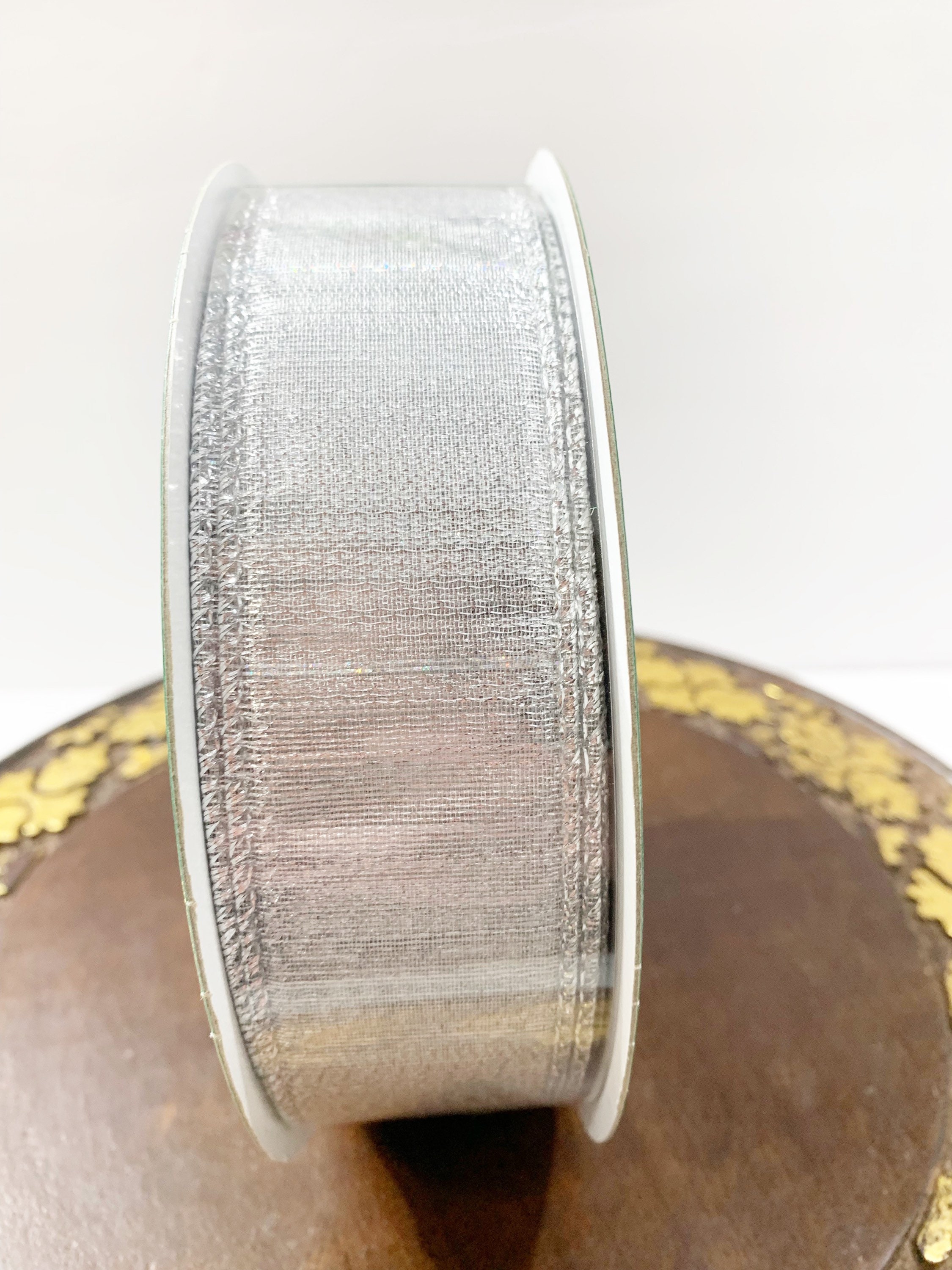 Silver Ribbon WIRED 50 Yard Roll 1.5 Inch Christmas - Etsy