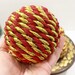 Red and Gold Tinsel Wrapped Decorative Rope Ornament Balls, Wreath ...