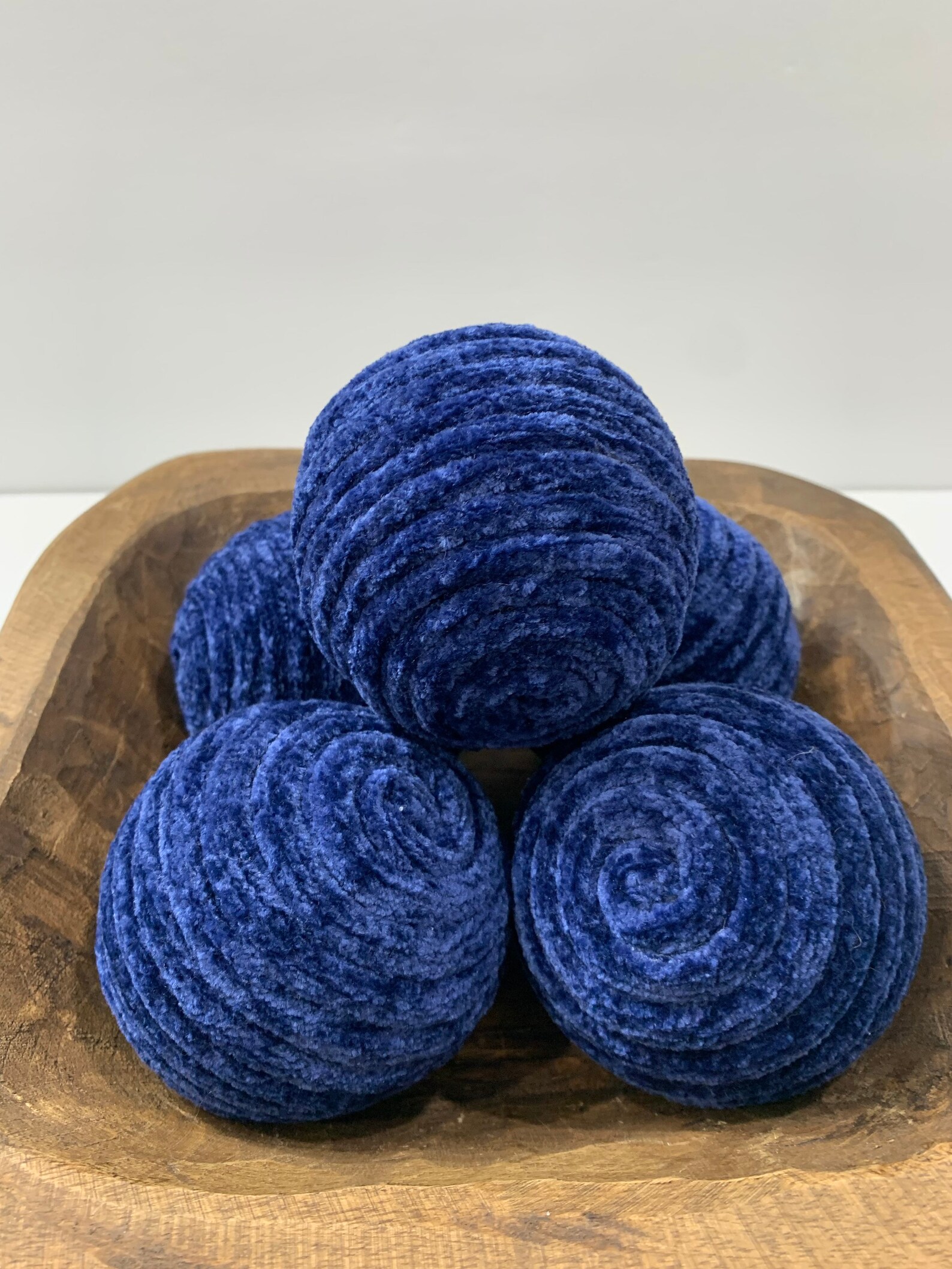 Navy Blue Velvet Balls Decorative Yarn Ornament Wreath | Etsy