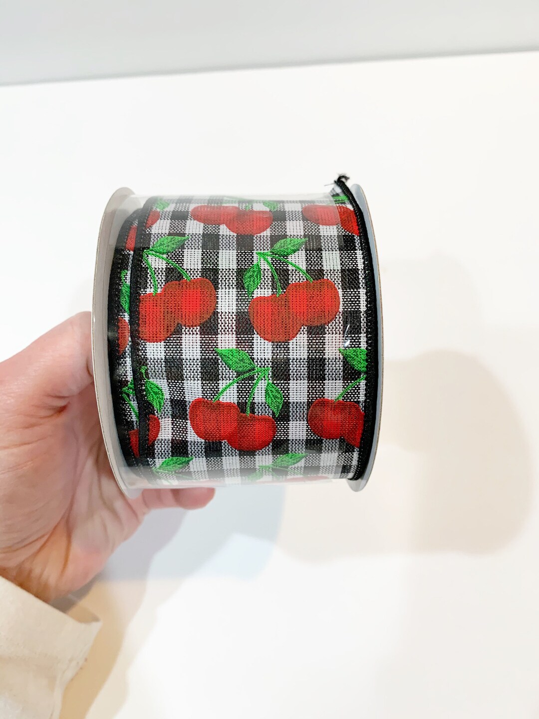 Cherry Ribbon, Summer Gingham Ribbon, Craft Ribbon, Wreath Attachment ...