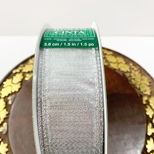 Silver Ribbon, WIRED *50 Yard Roll 1.5 Inch, Christmas Kirkland Holiday ...