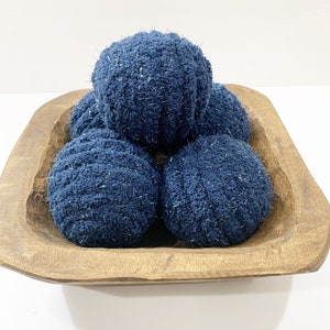 Navy Sparkly Decorative Yarn Ornament Balls, Wreath Attachment, Candy ...