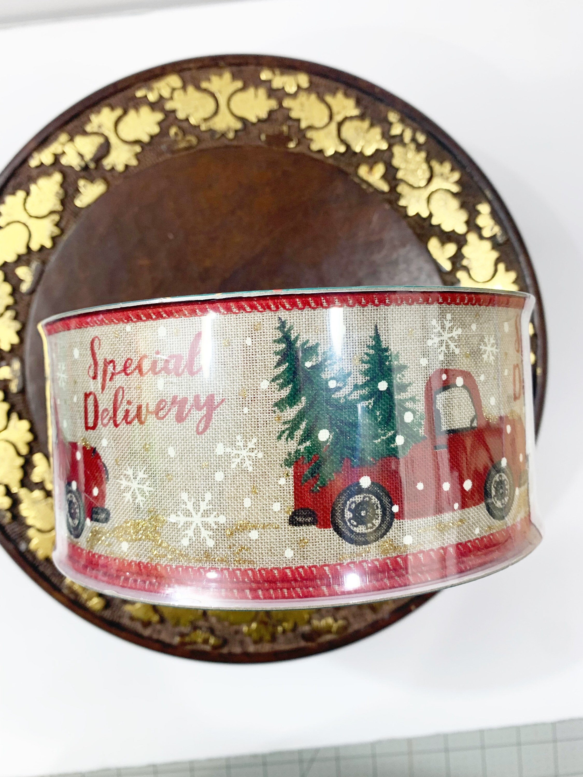 Red Truck Ribbon Special Delivery WIRED 50 Yard Roll 2.5 | Etsy