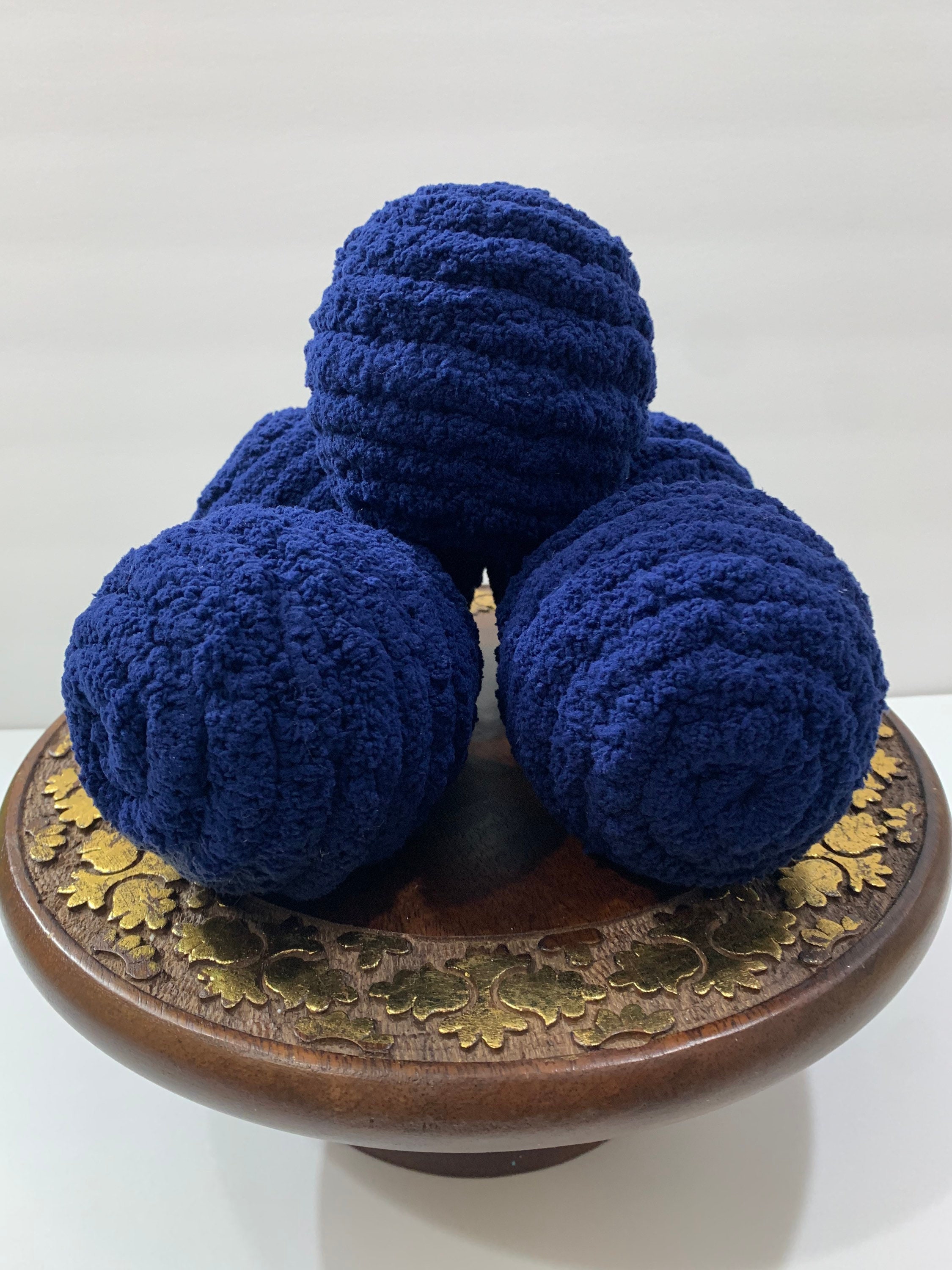 Navy Blue Decorative Yarn Ornament Balls Wreath Attachments - Etsy